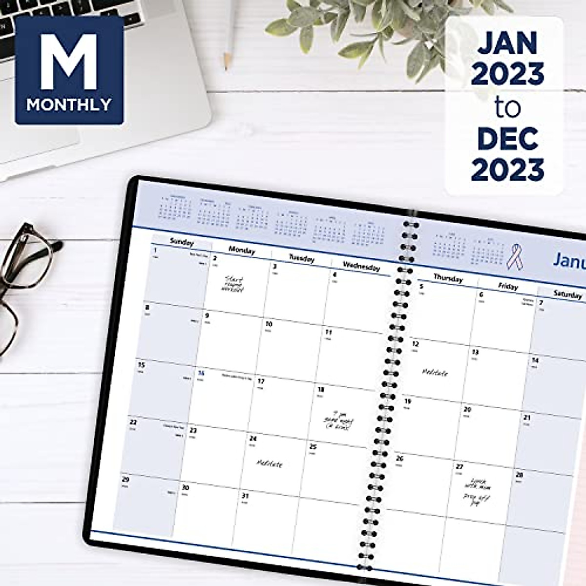 AT-A-GLANCE 2023 Monthly Planner, 8-1/4" x 11", Large, QuickNotes, City of Hope, Monthly Tabs, Pocket, Black (76PN0605)