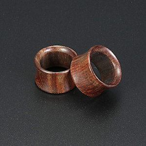 2 Pairs 0G-11/16 Double Flared Brown Organic Wood Wooden Ear Gauges Ear Tunnels Ear Plugs Expander Strecher