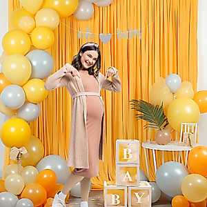 10x10 Marigold Backdrop Curtain for Parties Wrinkle Free Orange Photo Curtains Backdrop Drapes Fabric Decoration for Wedding Birthday Party Baby Shower 5ft x 10ft,2 Panels