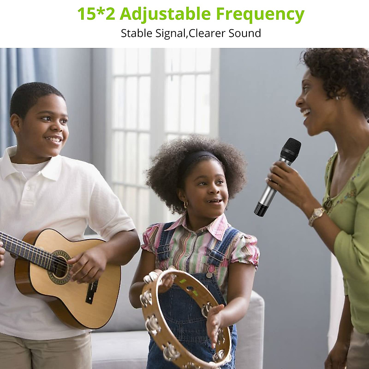 LiNKFOR UHF Wireless Handheld Microphone System, Bluetooth 5.0 | 30 Adjustable Frequencies | Optical/Coaxial/3.5mm AUX & MIC Input | Optical/3.5mm AUX Output for Karaoke, Wedding, Meeting