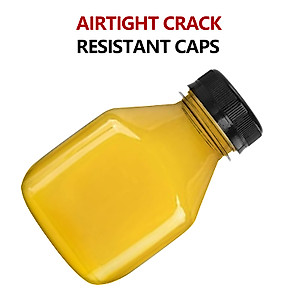 DEAYOU 24 Pack Plastic Juice Bottles, 8 OZ Empty Clear Beverage Bottles with Caps, Small Reusable Drink Container with Black Tamper Evident Lid for Take Out, Milk, Smoothie, Juicing, Cold Drinks