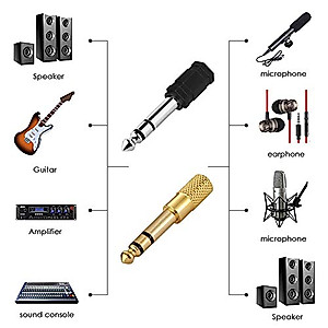 DaKuan Pack of 6, 6.35/6.5 mm to 3.5 mm Headphones Adapters, Stereo Audio Adapter 1/4 inch Male -1/8 inch Female Headphone Jack