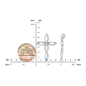 ARAIYA FINE JEWELRY 925 Sterling Silver Round-shape Natural Diamond Infinity Cross Pendant with Rope Chain Necklace 18inch for Women (1/6 cttw, I-J Color, I2-I3 Clarity)