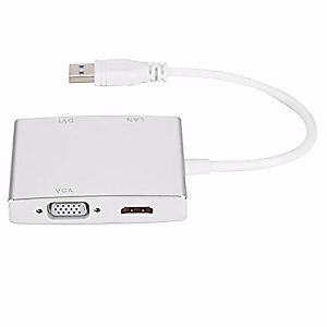 Cuifati 4 in 1 USB 3.0 Hub, FullHD 1080P USB 3.0 Adapter Hub,4 in 1 USB3.0 Adapter to VGA DVI HDMI LAN RJ45,Ultra Slim Portable USB Splitter Notebook PC, Laptop, USB Flash Drives