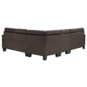 Homelegance Lantana 84" x 107" Fabric Sectional Sofa, Brown