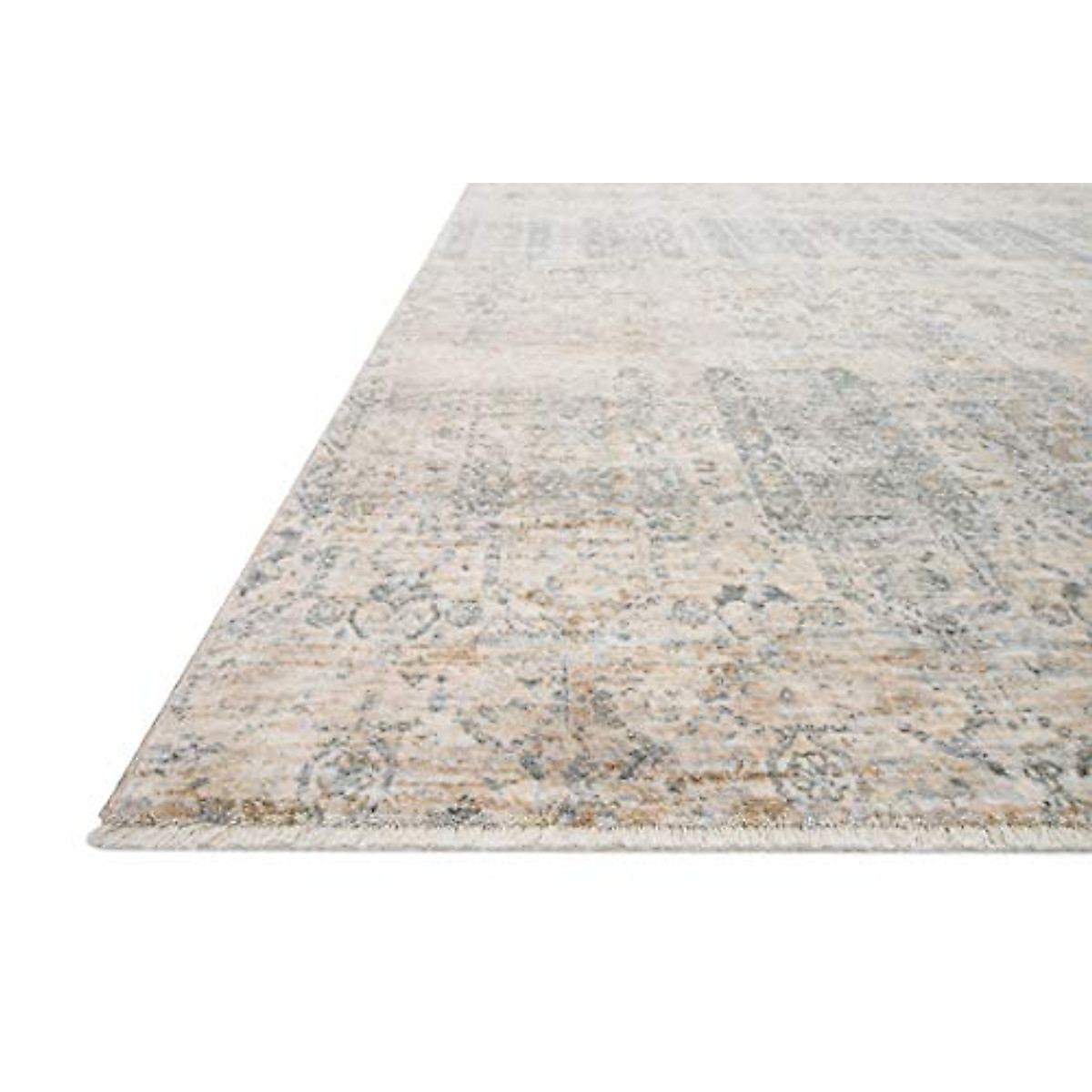 Loloi Pandora Collection Distressed Persian Vintage Area Rug, 2'0" x 3'4", Ivory/Mist