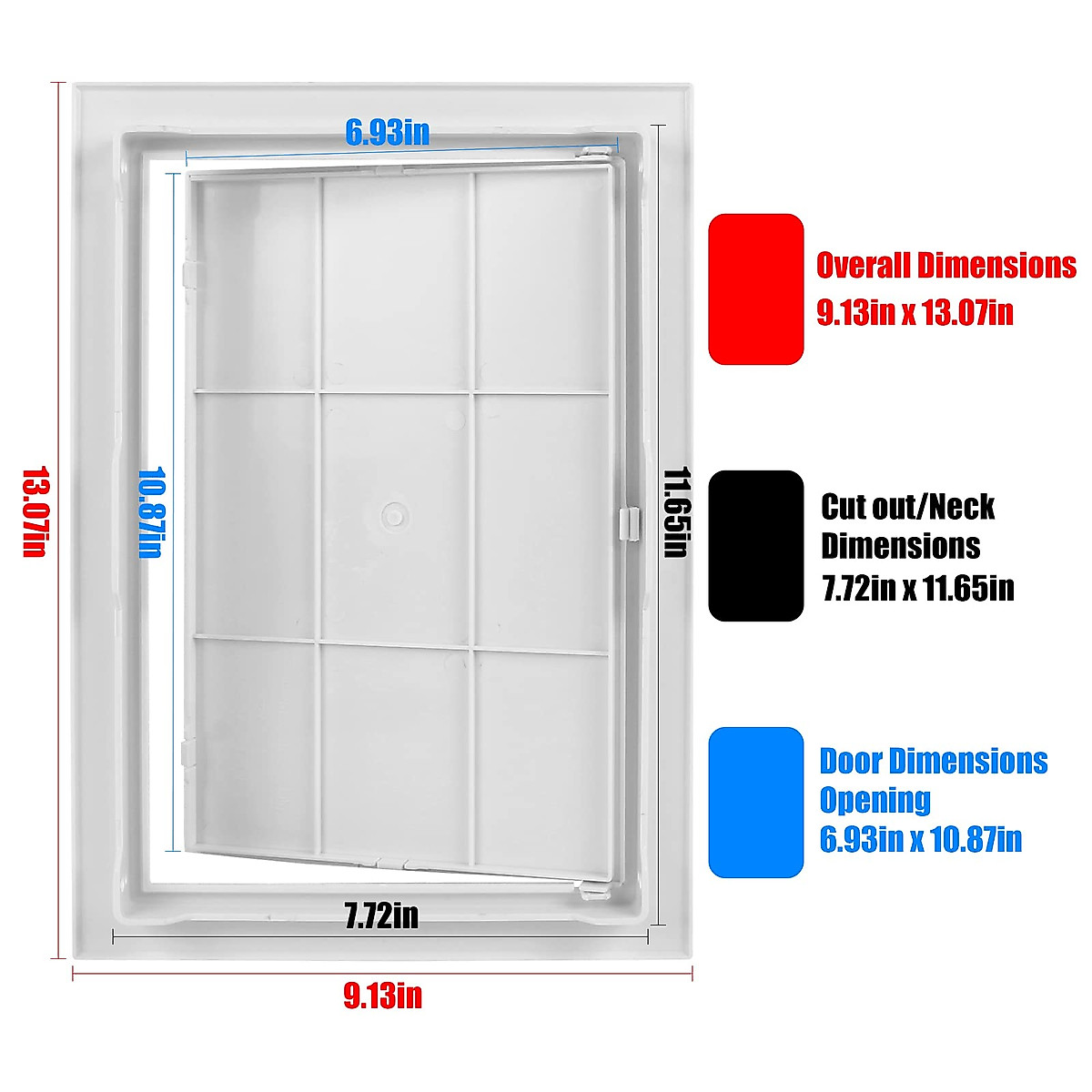 CABAX 8x12 inch Plastic Access Panel for Drywall Ceiling Reinforced Plumbing Wall Access Doors Removable Hinged, White