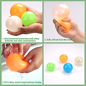 QIHUIPIN Sticky Balls for Ceiling Glow in The Dark Cheap, Sticky Wall Ball Fidget That Gets Stuck On The Roof Relief Stress Balls for Relax Toy Kids(4 PCS)
