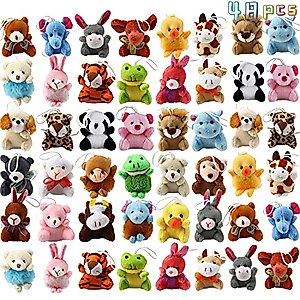 SOFLIY 48Pcs Mini Plush Animal Toy Set,Cute Animals Keychain Decoration for Kids ＆ Adult，Goodie Bag Fillers, Carnival Prizes，Small Stuffed Animal Bulk for Boys Girls，Party Favors