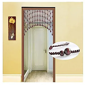 HAPPLiGNLY Wooden Beads Door String Curtains -31 / 41strands Room Divider Retro Closet Decoration Arch Shape, Customizable Size (Color : 41 strands-120cmx90cm)