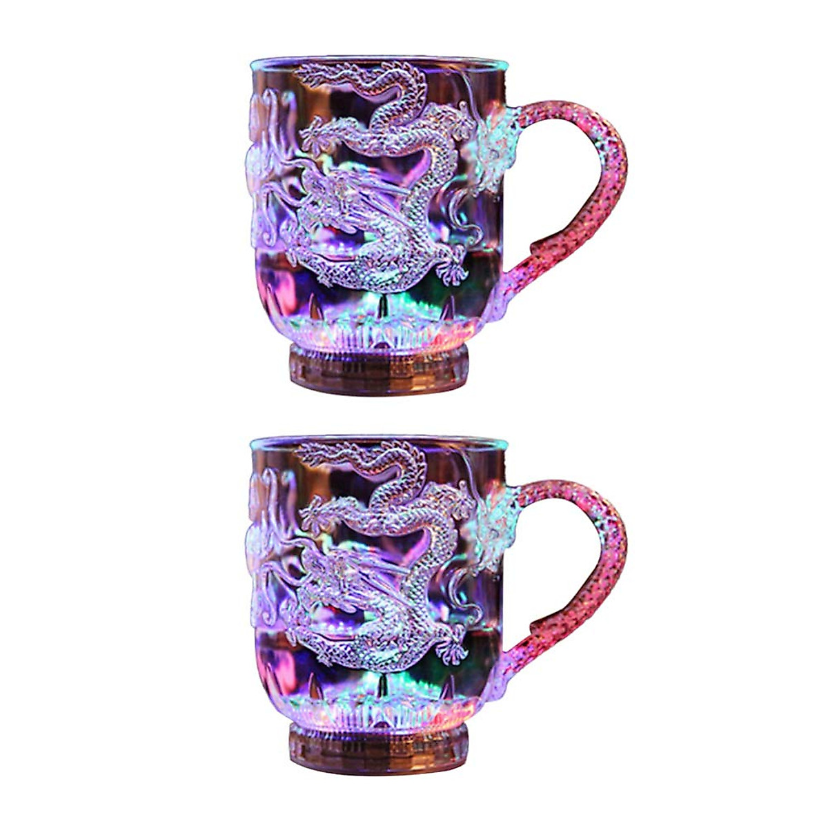 FOMIYES Mug 2pcs LED Cups Light up Flashing Beer Mugs 285ML Automatic Water Activated Color Changing Wine Whisky Glasses Drinkware Mugs Glow in The Dark Shot Glasses for Party Mens Gifts