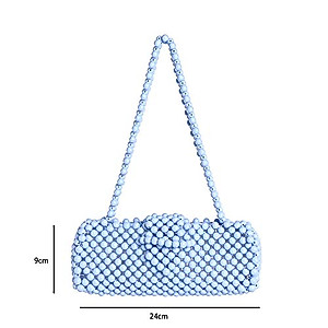 YUSHINY Women Candy Color Beaded Acrylic Handbag Evening Handmade Bags for Wedding Party (Blue)