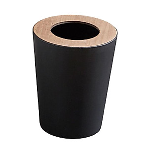 Yajuyi Trash Can Enclosure Indoor Bathroom Wastebasket Large Dustbin Round Opening Top Trash Cans Toilet Waste Bins for Home Toilet Dorms Bedroom, 9L Black