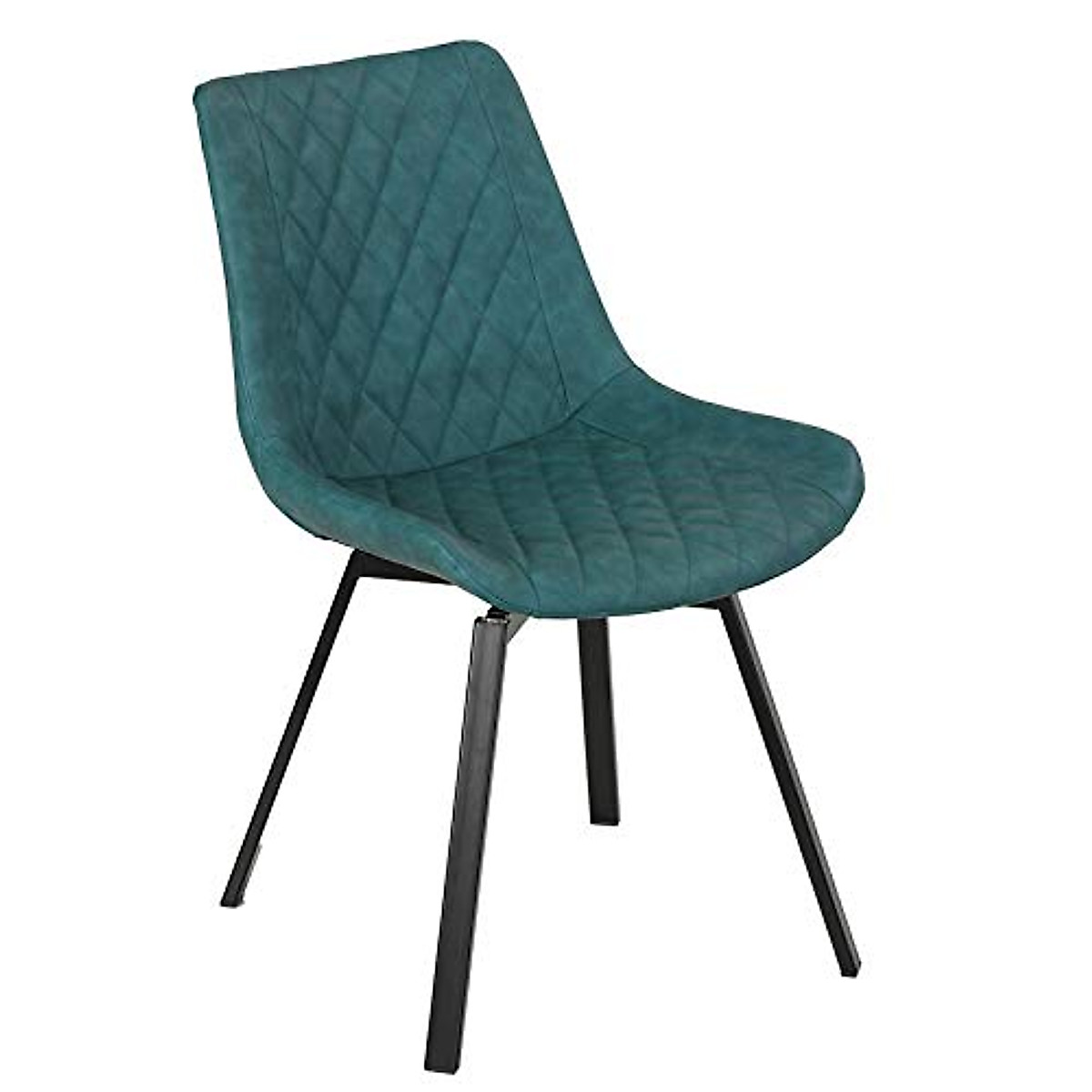 Cortesi Home Azov Swivel Dining Chairs, Set of 2, Deep Aqua Faux Leather