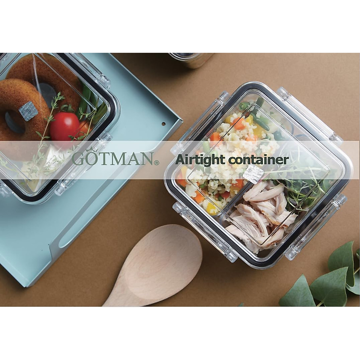 Airtight Food Storage Container with Lid(21.5 + 26.5 oz ,5 Removable Boxes) - Tritan 100% | BPA-Free | Candy and Nuts Organizer| Fruits, Vegetables | Travel, Party and Picnic | Meal Prep| Lunch box