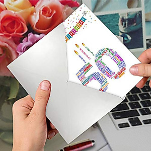 NobleWorks - 50th Funny Card for Birthday - Milestone Bday of 50 Years, Celebrate and Congrats Notecard with Envelope - Word Cloud 50 C3249MBG