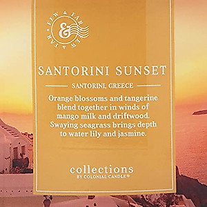 Colonial Candle Santorini Sunset Scented Jar Candle, Travel Collection, 3 Wick, Yellow, 14.5 oz - Up to 60 Hours Burn