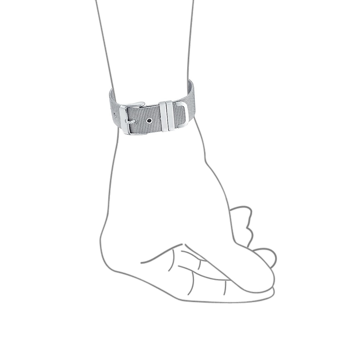 Bling Jewelry Unisex Wide Band Mesh Belt Buckle Bracelet For Men Women Stainless Steel Adjustable