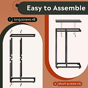 WLIVE Tall C Shaped End Table, 28 Inches High Small Side Table for Sofa, 11.81" D x 18.9" W Large Storage Space, Couch Table That Slides Under, Tv Tray for Living Room, Bedroom, Home, Office, Greige