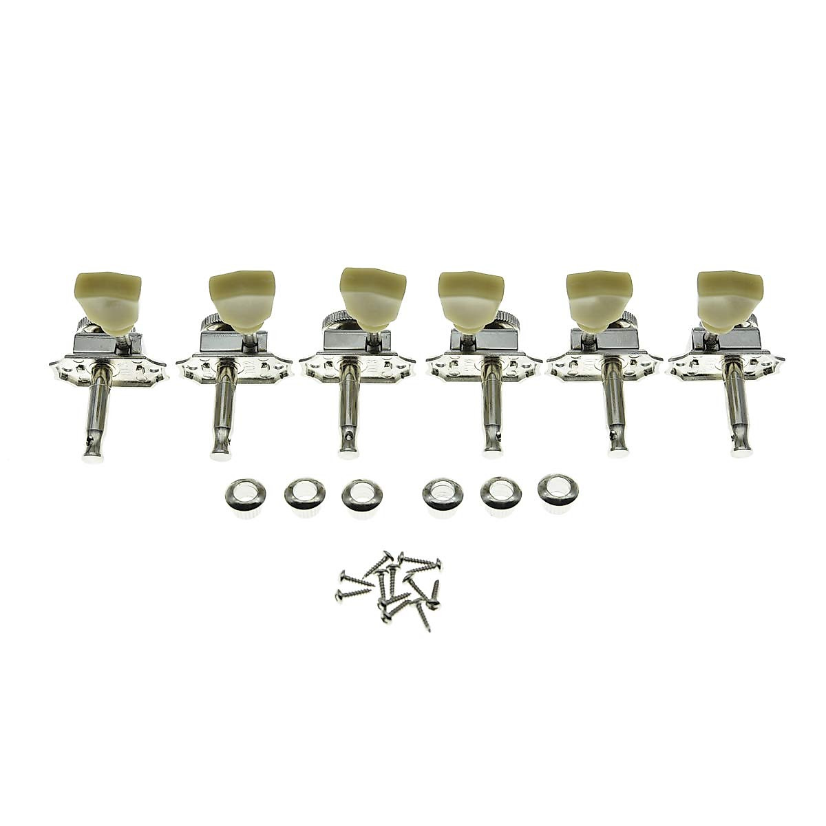 3L3R Guitar Vintage Style Locking Tuners Tuning Pegs Keys Guitar Machine Heads Guitar Part for Les Paul Guitars Nickel with Tulip Button