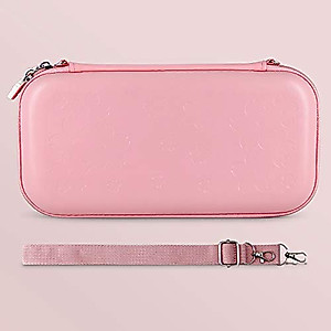 Switch lite classic Case - Protective Case Compatible with Switch lite- Fits Extra Controllers and 9 NDS Cards slot- Includes Accessories Pouch and Shoulder strap Cute Switch lite Case（Sakura pink）