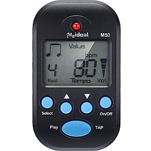 Mini Digital Metronome, Multifunctional, Portable, Volume Adjustable, Clip on, with Speaker, Beat Tempo, with Battery for Piano, Guitar, Saxophone, Flute, Violin, Drum (Black)
