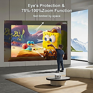 Mini-Portable-Projector with 5G WiFi and Bluetooth 1080P: 550 ANSI Battery-Powered Outdoor Projector with Electric-Focus, Lisowod Smart Movie Proyector with Battery for Outdoor/Indoor Use with Zoom