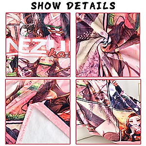 Nezuko Fluffy Blanket Anime Super Soft Throw Blankets Cozy Flannel Gift Blanket for Kids Adults All Season(50" X 60")