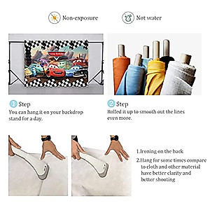 Cars Backdrop Cartoon Cars Birthday Party Supplies 3rd Happy Birthday Backdrop Black White Grid Red Photo Backgrounds Baby Shower Decorations Banner 7x5FT