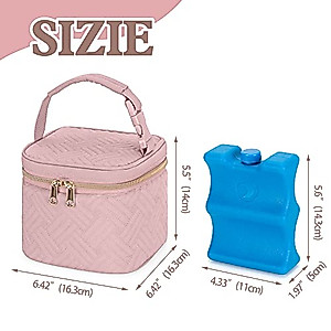 Fasrom Breastmilk Cooler Bag with Ice Pack Fits 4 Baby Bottles up to 5 Ounce, Insulated Baby Bottle Bag for Nursing Moms Daycare or Travel, Easily Attaches to Stroller, Pink (Patent Design)