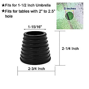 DGQ Patio Umbrella Cone Umbrella Wedge Plug for Patio Table Hole Opening 2-2.5 Inch (Black,2Packs)