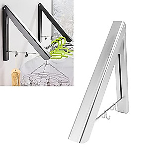 plplaaoo Clothes Drying Rack,Wall Mounted Drying Rack,Durable Aluminum Folding Clothes Drying Rack,Retractable Clothes Hanger Rack for Laundry Room Closet Storage Organization(Silver)
