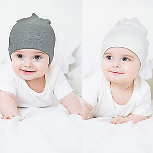 AIPESL 4 Pack Soft Cotton Newborn Hats, Unisex Cute Infant Beanie Caps for Baby Multicolour
