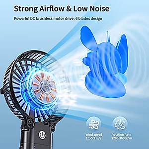 HandFan 10400mAh Portable Handheld Fan, Battery Operated Rechargeable Fan, Foldable Mini Fan With Portable Charger, Cooling Hand Fans for Travel, Outdoors, Indoors(Blue Blade)