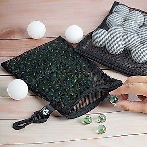 PALTERWEAR Mesh Zipper Bag with Clip - Set of 4 (Black, 7 x 9 inch)