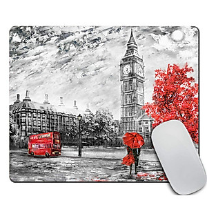 Amcove Gaming Mousepad Oil Painting Mouse pad, Street View of London Mouse pad Non-Slip Rubber Rectangle Mouse Pads for Computers Laptop