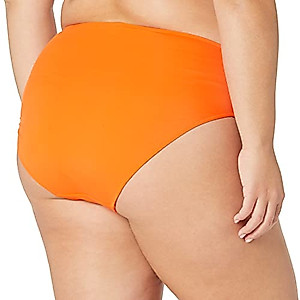 Amazon Essentials Women's High Waist High Leg Bikini Bottom, Orange, Large