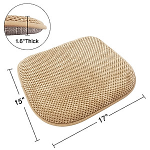 PAGGED Khaki Foam Seat Cushions Kitchen Chairs Pads for Dining Chairs Non Slip Office Seat Cushions Washable U Shaped Soft Thick Large Metal Wooden Chair Cushions,17" x 15"