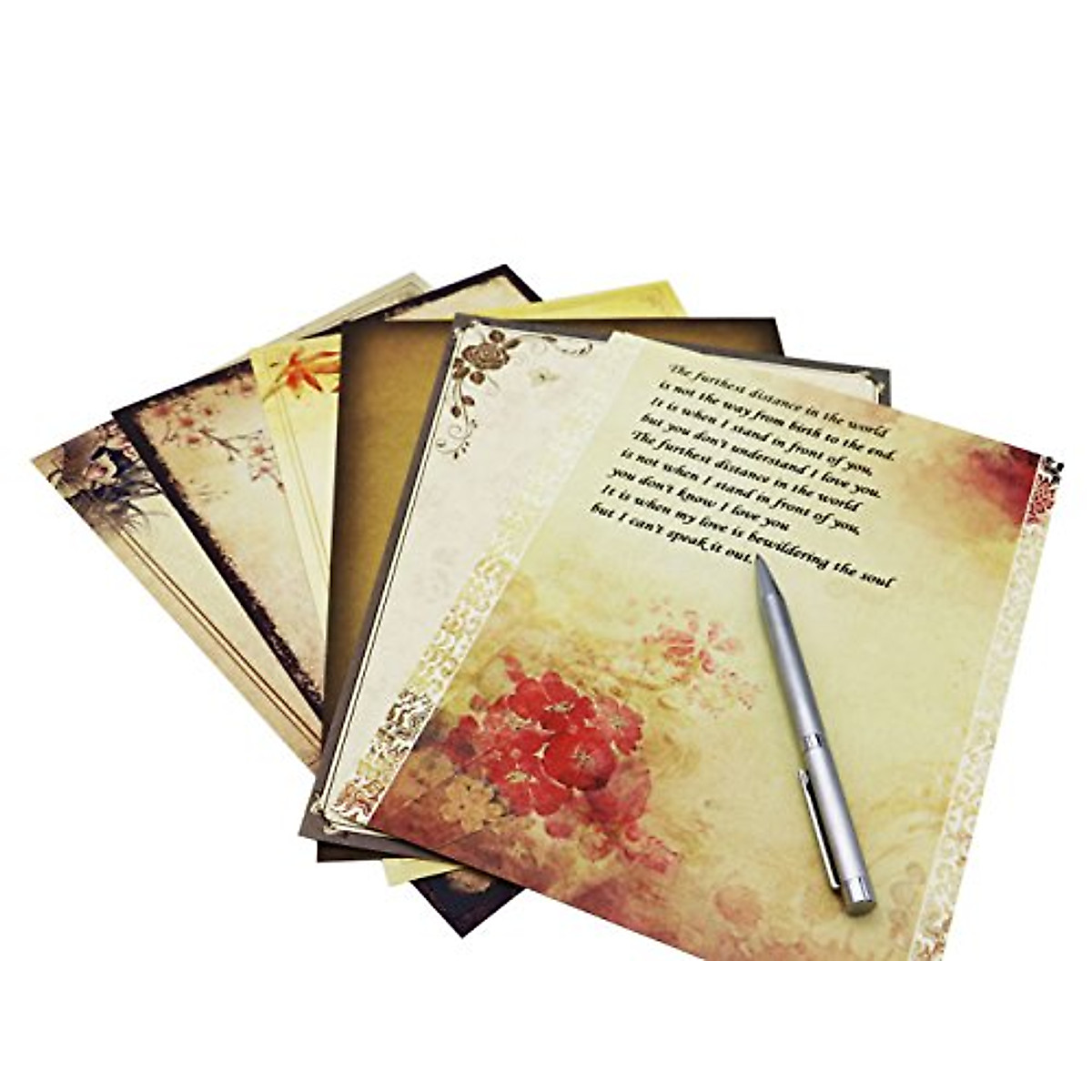 SOOKOO 48 Pcs Assorted Color Writing Stationery Paper, Letter Writing Paper Letter Sets (6 pattern, 8 pcs each pattern) (Style 02)