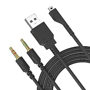 Koffmon 6.6ft PC Audio Detachable Cord Replacement Arctis Pro Cable Compatible with SteelSeries Arctis3 Arctis5 Arctis7 Arctis Pro Wireless Headphones-USB A &3.5mm Aux Computer Y Splitter Connector