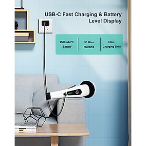 Vaxeple Electric Spin Scrubber, Cordless Cleaning Brush with 54" Adjustable Long Handle and 8 Replaceable Brush Heads, 2 Working Speed Shower Scrubber