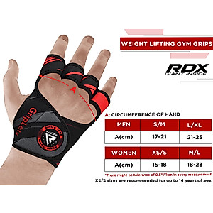 RDX Weight Lifting Gloves Grips, Workout Gym Fitness, Ventilated Anti-Slip Open Back Gripper, Deadlift Strength Training HIIT Exercise, Women Men Rowing Cycling Hanging Climbing Gymnastics Pull Ups