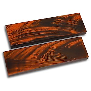 Whole Earth Supply 5 inch Black Buffalo Horn Red Streaks Handle Scales Set Pair Handles Material for Knife Making Blanks Blades Knives Custom