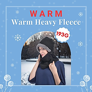USHAKE Fleece Balaclava Women Ski Face Mask for Winter Under Armour Face Warmer for Womens Black