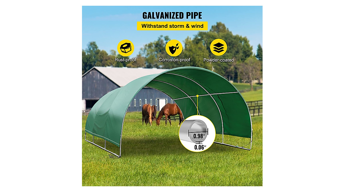 VEVOR Livestock Shelter, 9.9'x 10'x 5.5' Corral Shelter, Steel Metal ...