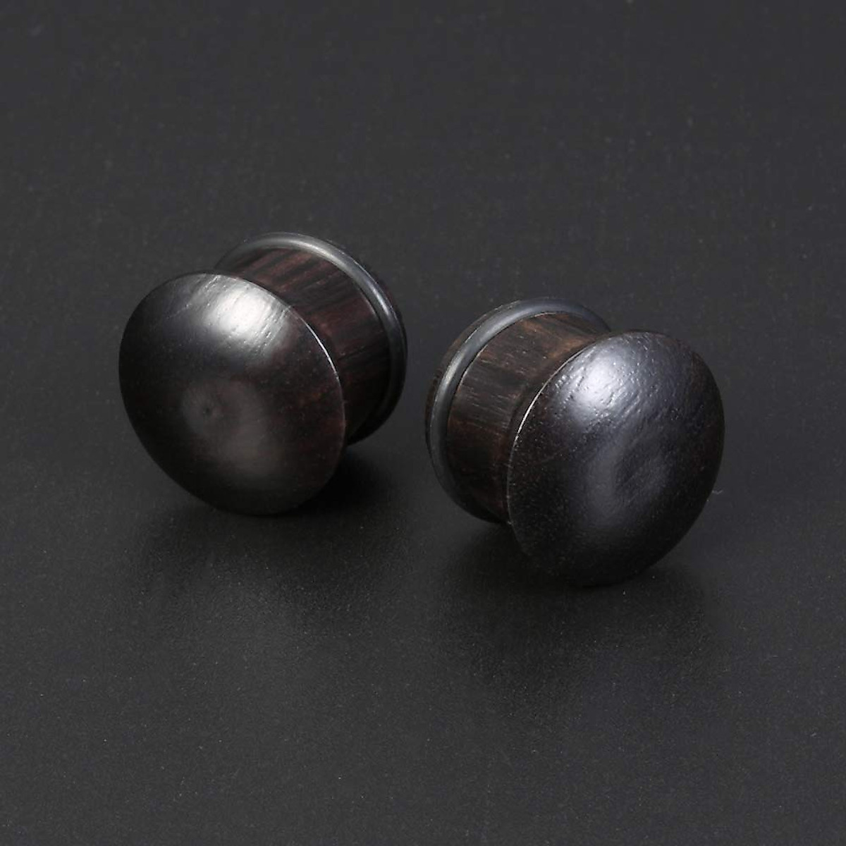 ZS Black Wood Tunnel Gauges Stretcher Expander Brown Ear Gauges Plugged Ears Wood Plugs Ear Stretching Kit Ear Plugs Tunnel Sandalwood (Black Plug-8mm)
