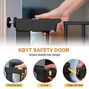KBYTDREAM 29.5 to 40.5" Extra Wide Walk Through Pet Gate, Auto Close Safety Baby Gate, Metal Durability Dog Gate for House, Stairs, Doorways, Includes 2 Extension Kit, Black