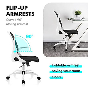 KERDOM Office Chair, Ergonomic Desk Chair, Breathable Mesh Computer Chair, Comfy Swivel Task Chair with Flip-up Armrests and Adjustable Height