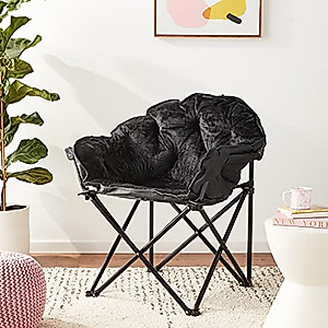 Urban Shop Sherpa Club Chair, Black 31.8D x 28.7W x 35.4H in