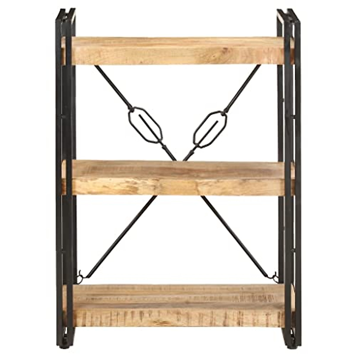 3-Tier Bookcase,Industrial Shops Shelf,Display Shelves for Collectibles,Open Shelving Unit,Bathroom Storage Rack,Use in Living Room, Bathroom and Plants,Balcony, 23.6"x11.8"x31.5" Solid Mango Wood